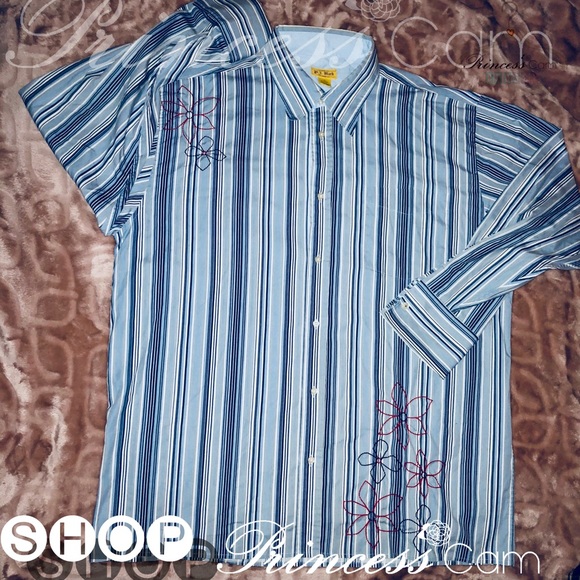 P.J. Mark | Shirts | Pj Mark Mens Striped Floral Accent Button Down ...